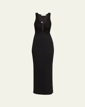 Christopher Esber Crystal Pin Ruched Tank Maxi Dress