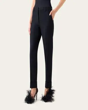 Akris Maxima Wool Stretch Flannel Ankle Pants