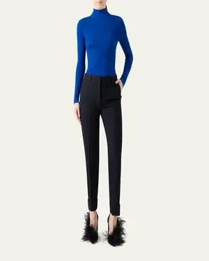 Akris Maxima Wool Stretch Flannel Ankle Pants