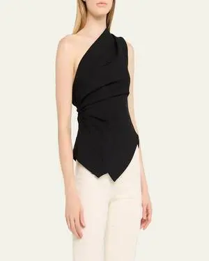 RÓHE Draped One-shoulder Top