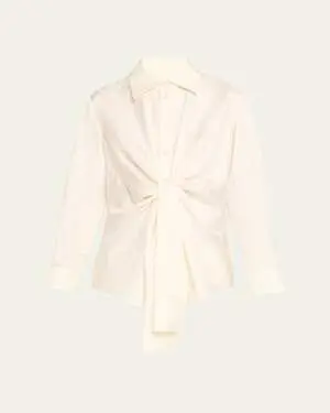 RÓHE Long-sleeve Knot Silk Shirt - Cream