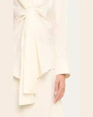 RÓHE Long-sleeve Knot Silk Shirt - Cream