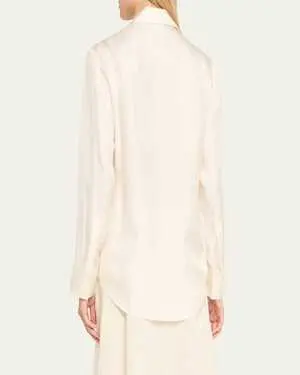 RÓHE Long-sleeve Knot Silk Shirt - Cream