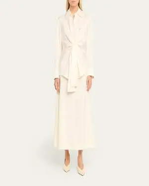 RÓHE Long-sleeve Knot Silk Shirt - Cream