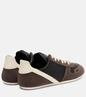 Rick Owens Minimal Leather And Suede Sneakers
