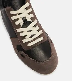 Rick Owens Minimal Leather And Suede Sneakers
