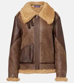 Ralph Lauren Leather Shearling-trimmed Jacket - Brown