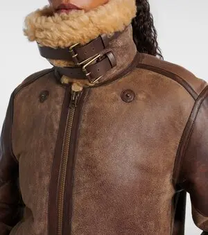 Ralph Lauren Leather Shearling-trimmed Jacket - Brown