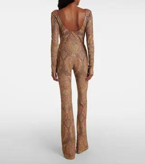 Etro Printed Flared Jersey Pants - Multicoloured