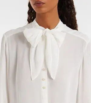 Tory Burch Tie-neck Georgette Blouse - White
