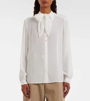 Tory Burch Tie-neck Georgette Blouse - White