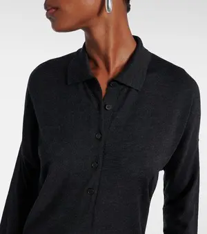 TOD'S Wool And Silk Polo Dress In Black/grizzly - Grey