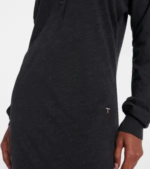 TOD'S Wool And Silk Polo Dress In Black/grizzly - Grey