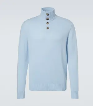 ALLUDE Wool And Cashmere Mockneck Sweater - Blue
