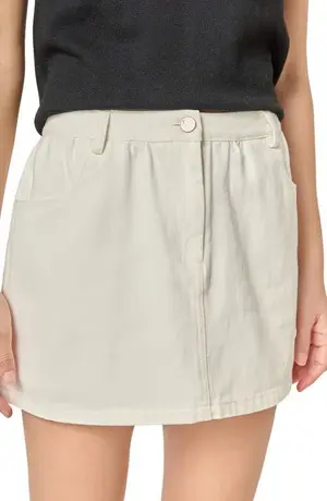 English Factory Shirred Denim Skort - White