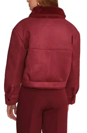 Deluc Faux Suede & Faux Shearling Jacket - Burgundy