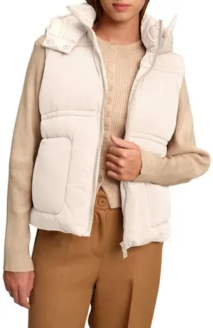 Deluc Quilted Hooded Puffer Vest - Latte