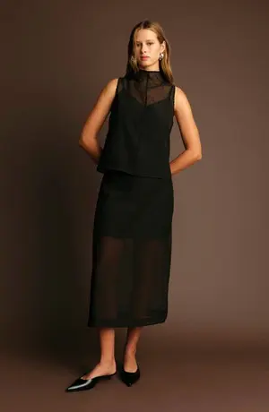 Deluc Sheer Midi A-line Skirt