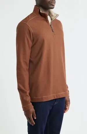 Johnston & Murphy Icon Reversible Quarter Zip - Rust/oatmeal