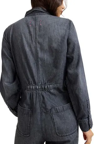 Hatch Collection The Everyday Nursing Denim Jumpsuit - Washed-black