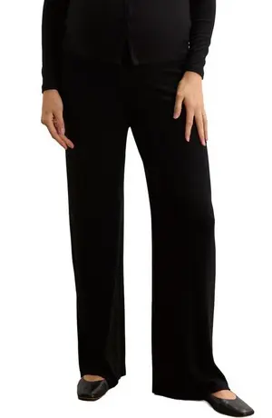 Hatch Collection Softest Rib Over Under Relaxed Pant - Black