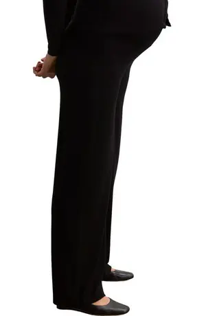 Hatch Collection Softest Rib Over Under Relaxed Pant - Black