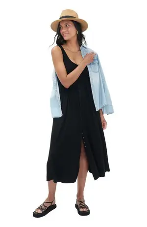 Hatch Collection Ribbed Tank Nursing Dress - Black