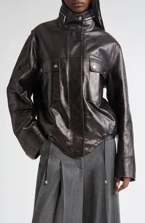 Michael Kors Lambskin Leather Bomber Jacket