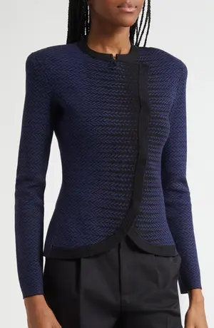 Emporio Armani Pattern Knit Tailored Jacket - Blue Multi
