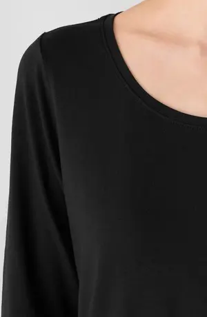 Eileen Fisher Stretch Jersey Scoop-neck Shirt