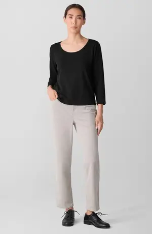 Eileen Fisher Stretch Jersey Scoop-neck Shirt