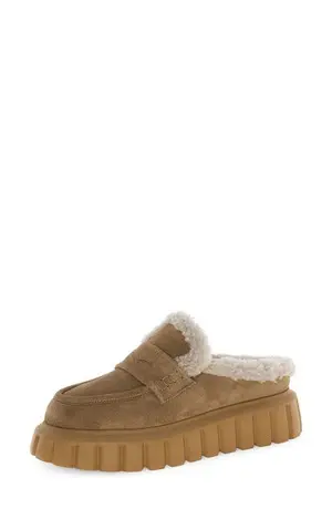 VOILE BLANCHE Grenelle Genuine Shearling Platform Mule - Light Brown