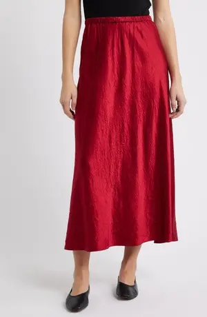 Crinkled Satin Midi Skirts