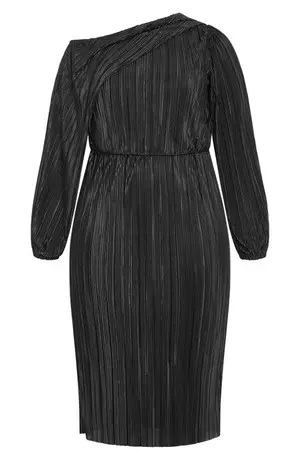 City Chic Long Sleeve Midi Dress - Black