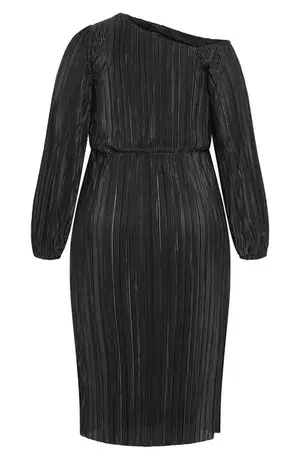 City Chic Long Sleeve Midi Dress - Black
