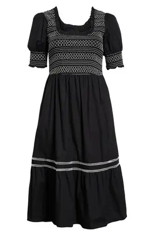 SUGARLIPS Carlene Smocked Midi Dress - Black