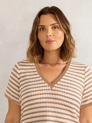 LIVE UNLIMITED Contrast Stripe Crochet Top
