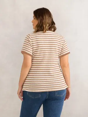 LIVE UNLIMITED Contrast Stripe Crochet Top