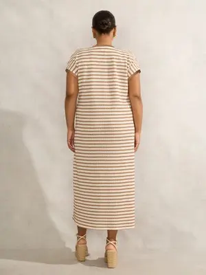 LIVE UNLIMITED Contrast Stripe Crochet Midi Dress
