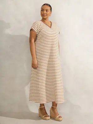 LIVE UNLIMITED Contrast Stripe Crochet Midi Dress