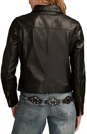 Lucky Brand Leather Zip Up Jacket