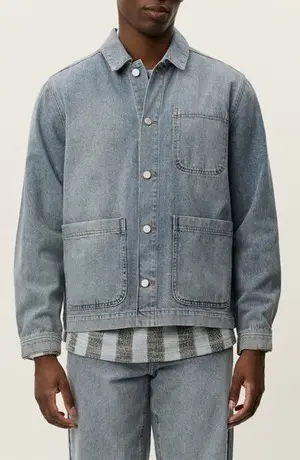 LES DEUX Layton Washed Denim Overshirt