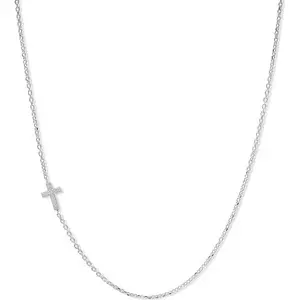 Anzie Love Letter Cross Necklace - White Gold/diamond