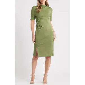 Anne Klein Ruched Body-con Dress - Hunter Olive