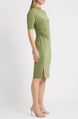 Anne Klein Ruched Body-con Dress - Hunter Olive