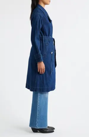 CITY BLUES Denim Belted Trench Coat