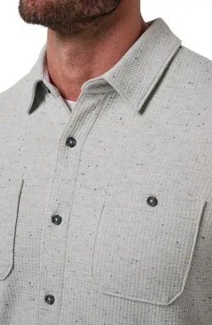 Travis Mathew Waffle Knit Button-up Shirt - Heather Light Grey