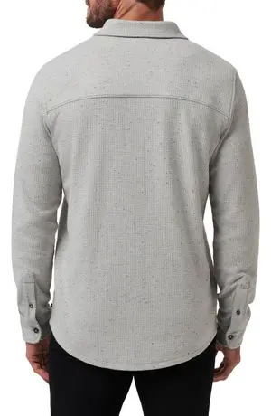 Travis Mathew Waffle Knit Button-up Shirt - Heather Light Grey