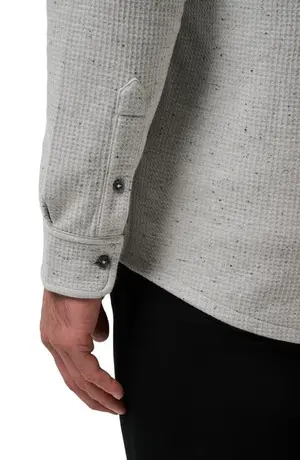 Travis Mathew Waffle Knit Button-up Shirt - Heather Light Grey