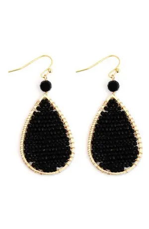 PANACEA Crystal Teardrop Earrings - Black